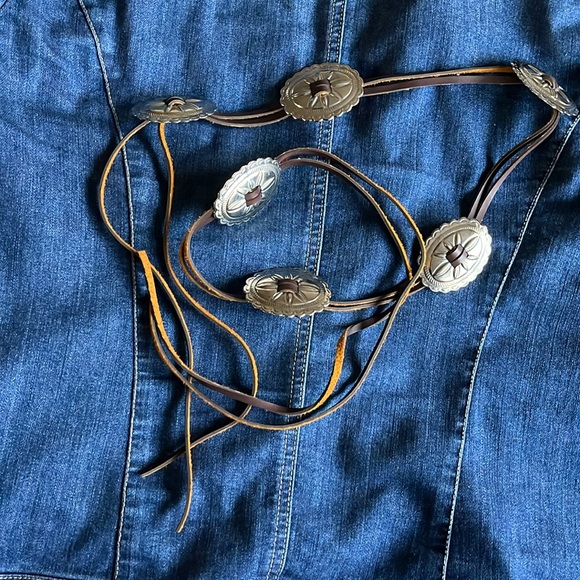 Accessories | Vintage 7s Leather And Silvertone Western Style Tie Belt ...